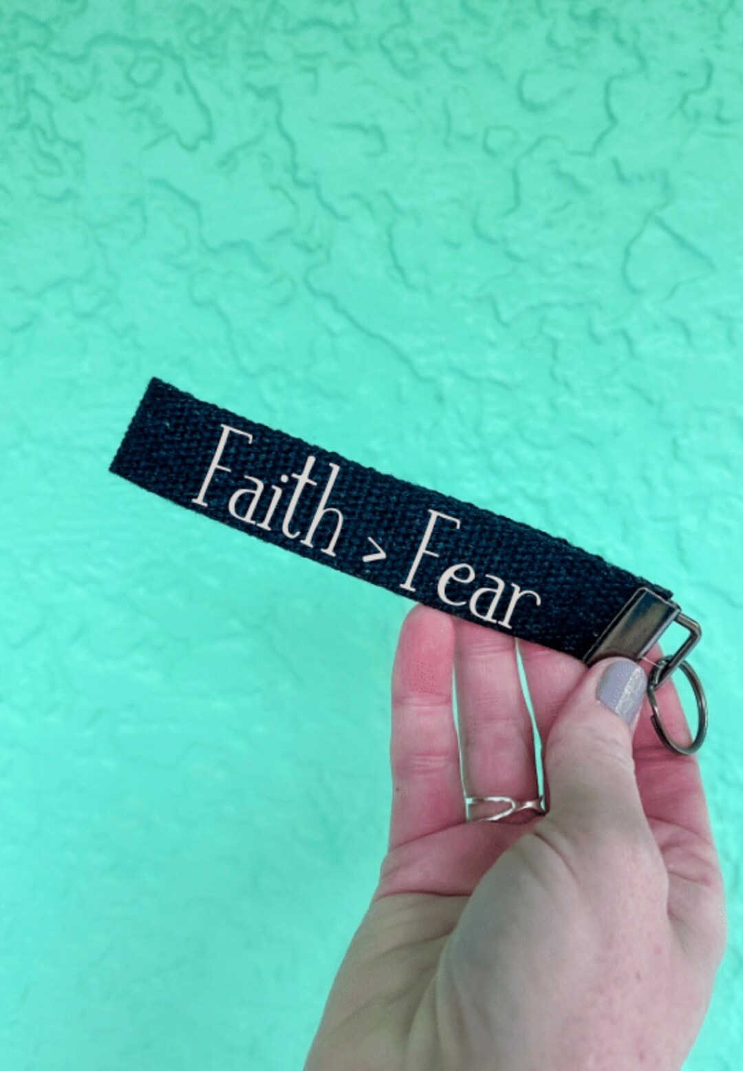 Faith Over Fear Keychain Wristlet, Handmade Bracelet, Trendy Canvas ...