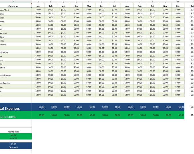 Income and Expense Tracker Excel Template - Etsy