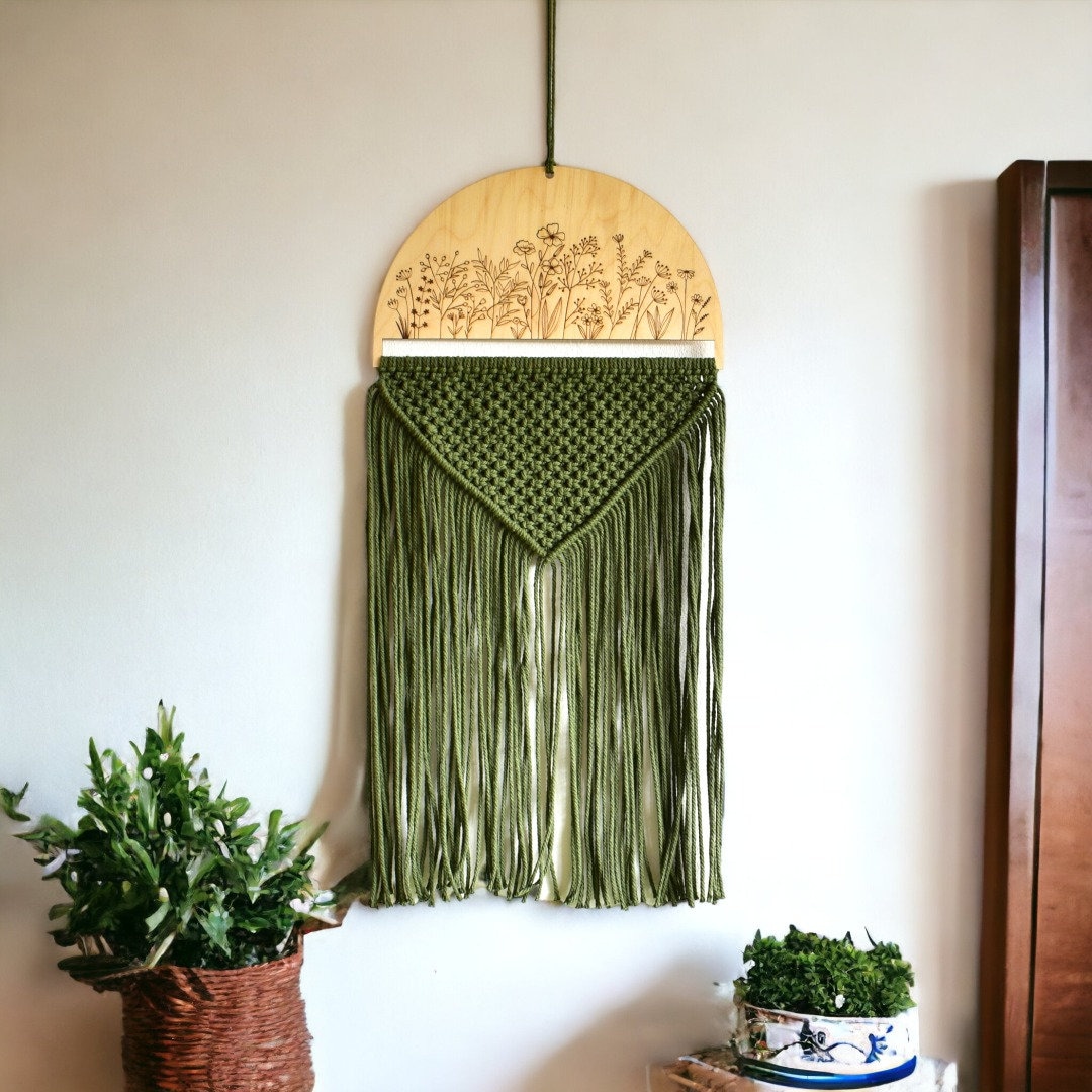 Makramee Wand Deko L Wandbehänge Dekoration / Makramee Mit Blumen ...