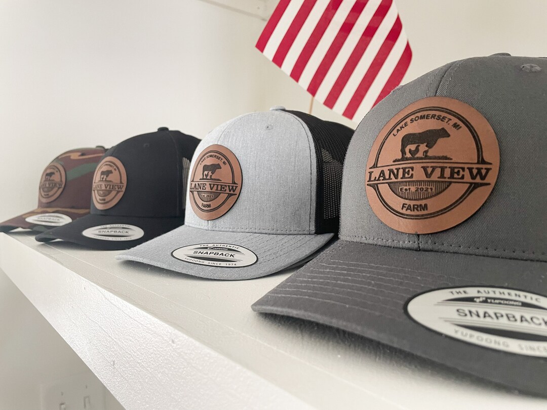 Custom Leather Patch Hats Classics Yupoong Trucker Snapback Custom Logo ...