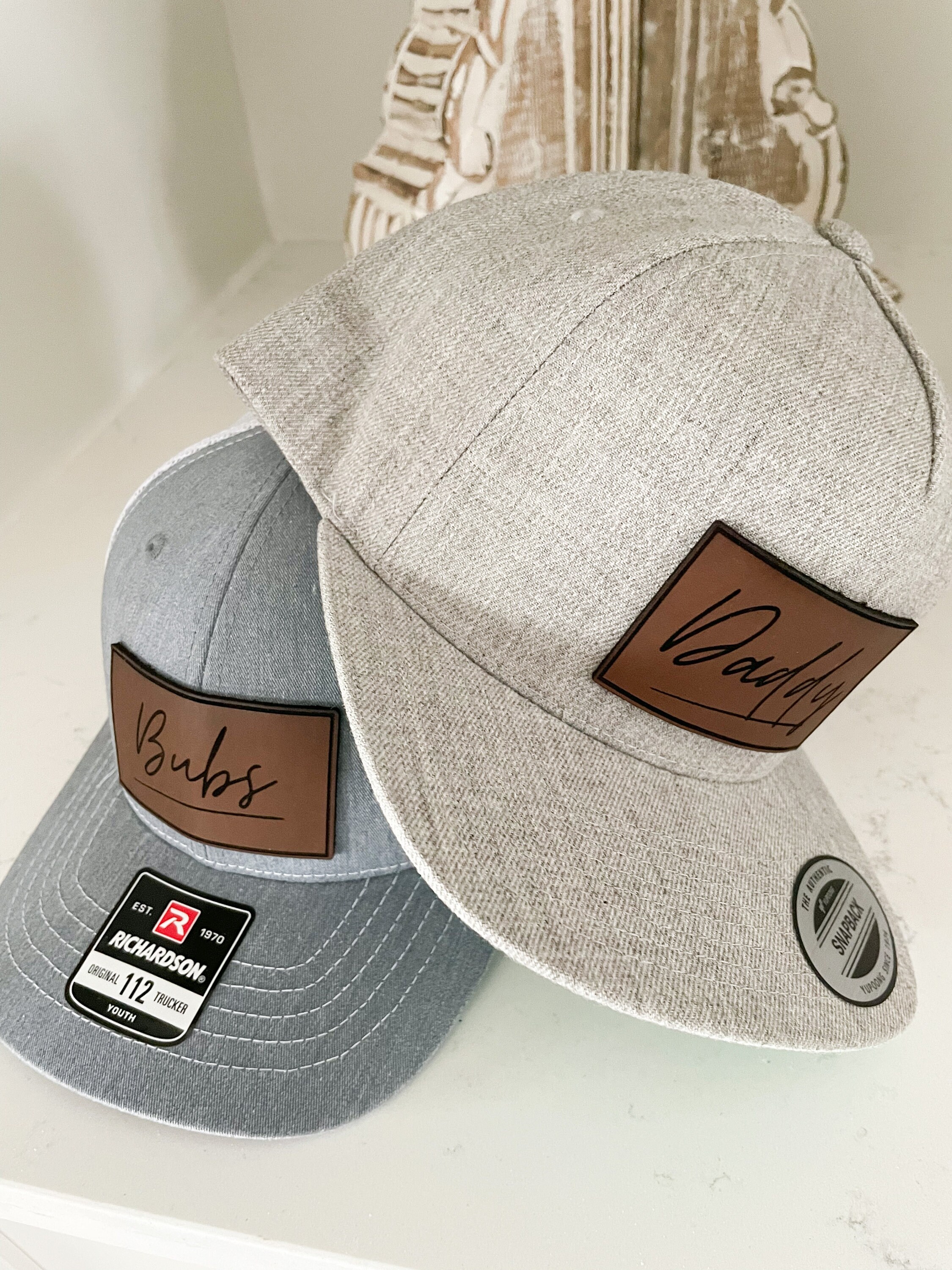 Custom Leather Patch Hats Classics Yupoong Trucker Snapback Custom Logo ...