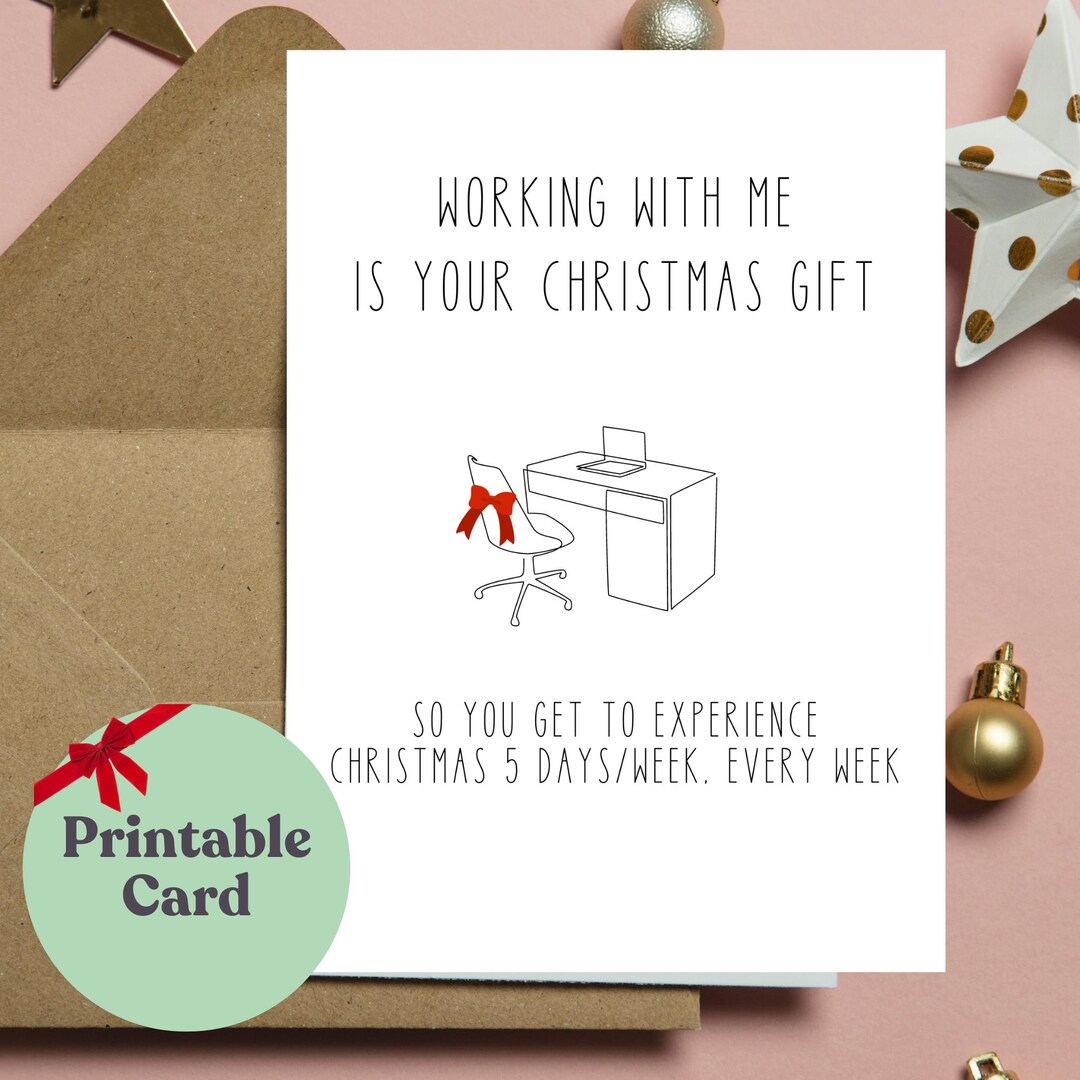 Christmas Card for Coworker or Boss, Funny Holiday Card, Printable ...