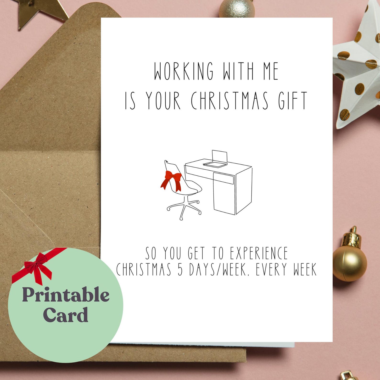 Christmas Card for Coworker or Boss, Funny Holiday Card, Printable ...