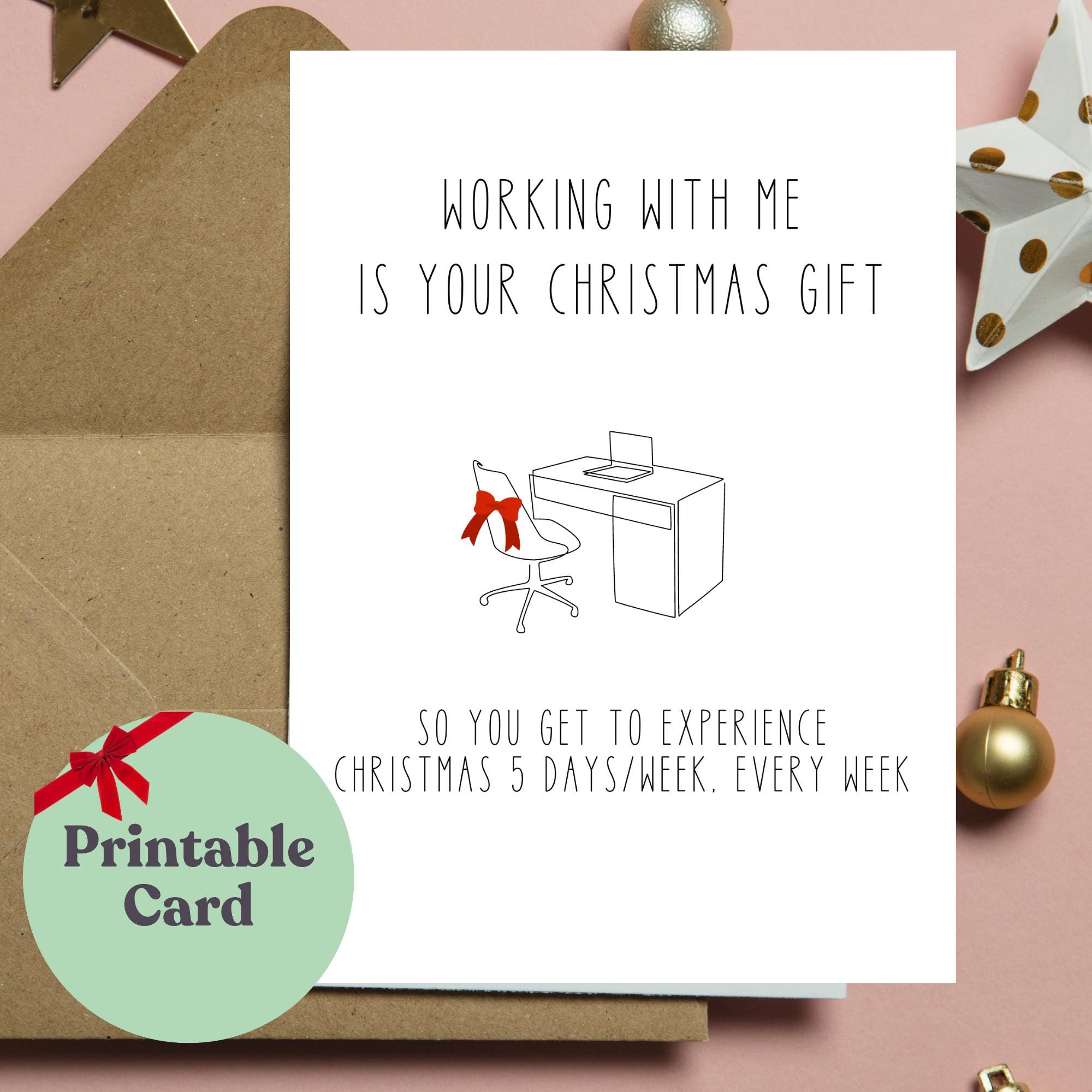 Christmas Card for Coworker or Boss, Funny Holiday Card, Printable ...