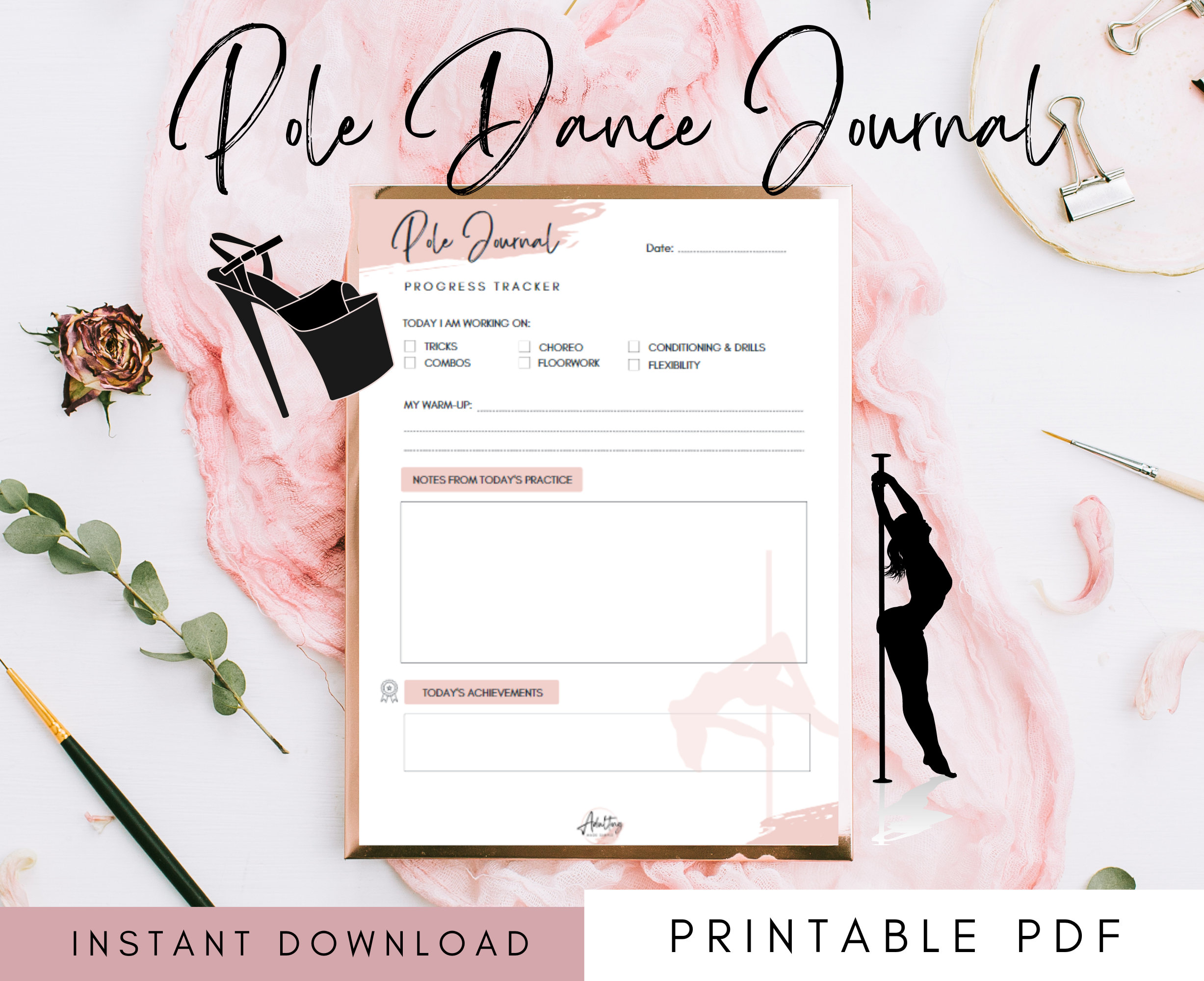 Pole Dance Journal Pole Fitness Tracker Printable Pole Journal Pole ...