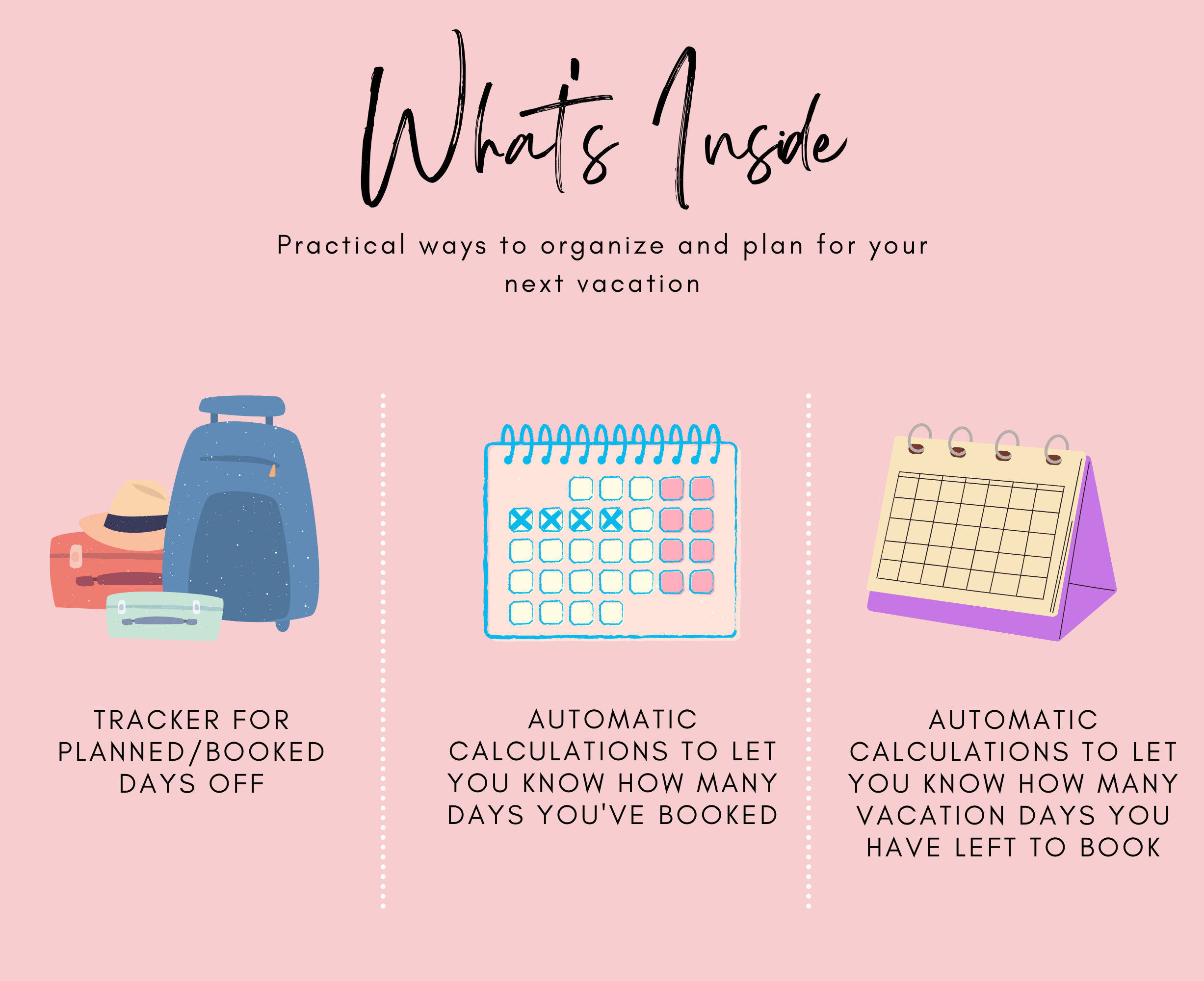 Work Vacation Days Tracker | Vacation Days Planner for Work | PTO ...