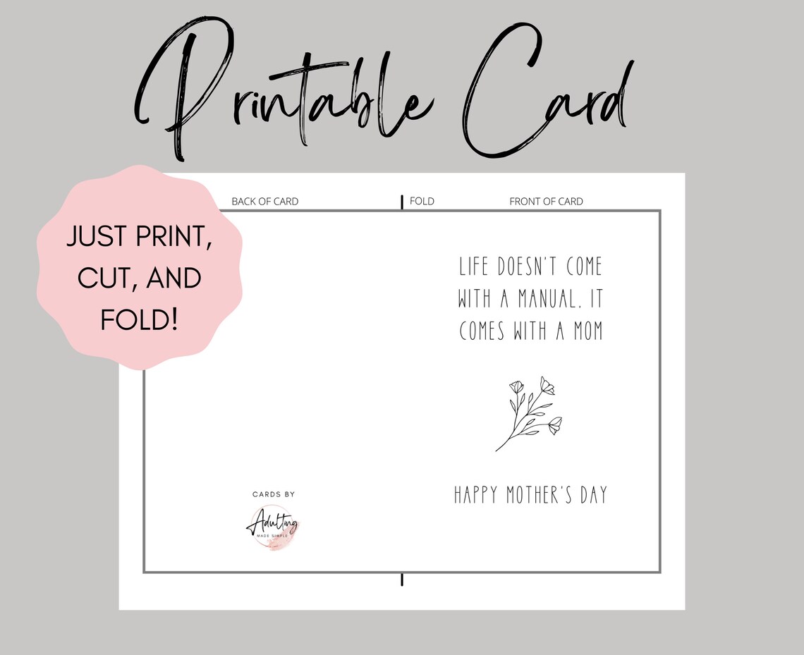 Helpful Mom | Printable Funny Mother's Day Card | Downloadable Mother's ...