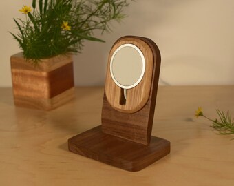 WOODYGIFT Wood Stand for Magsafe Charger iPhone Charging Station Holder ...