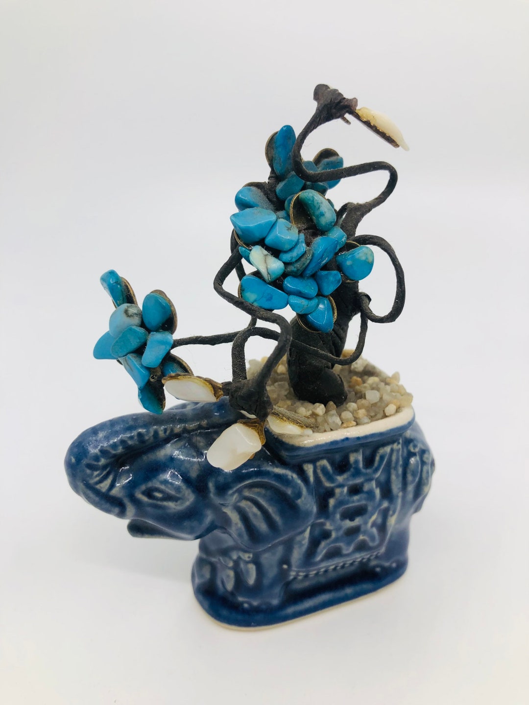 Vintage Asian Blue & White Elephant Statue - Etsy