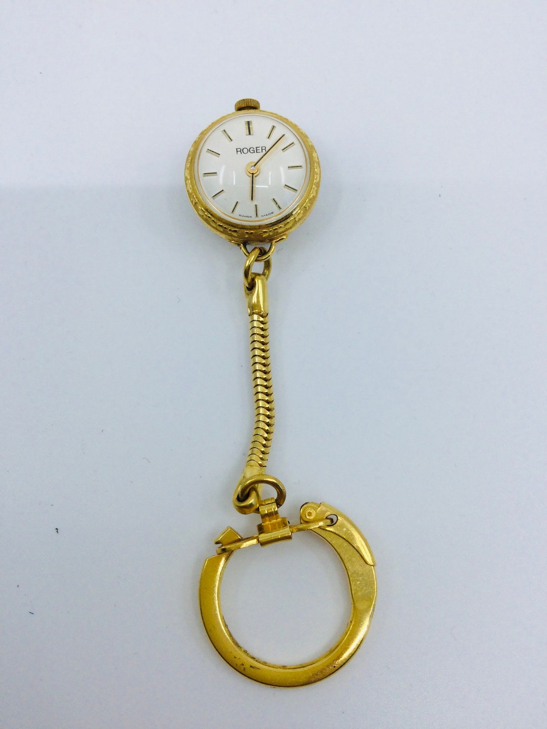 Roger Swiss Made Key Chain Watch, Gold Color. - Etsy