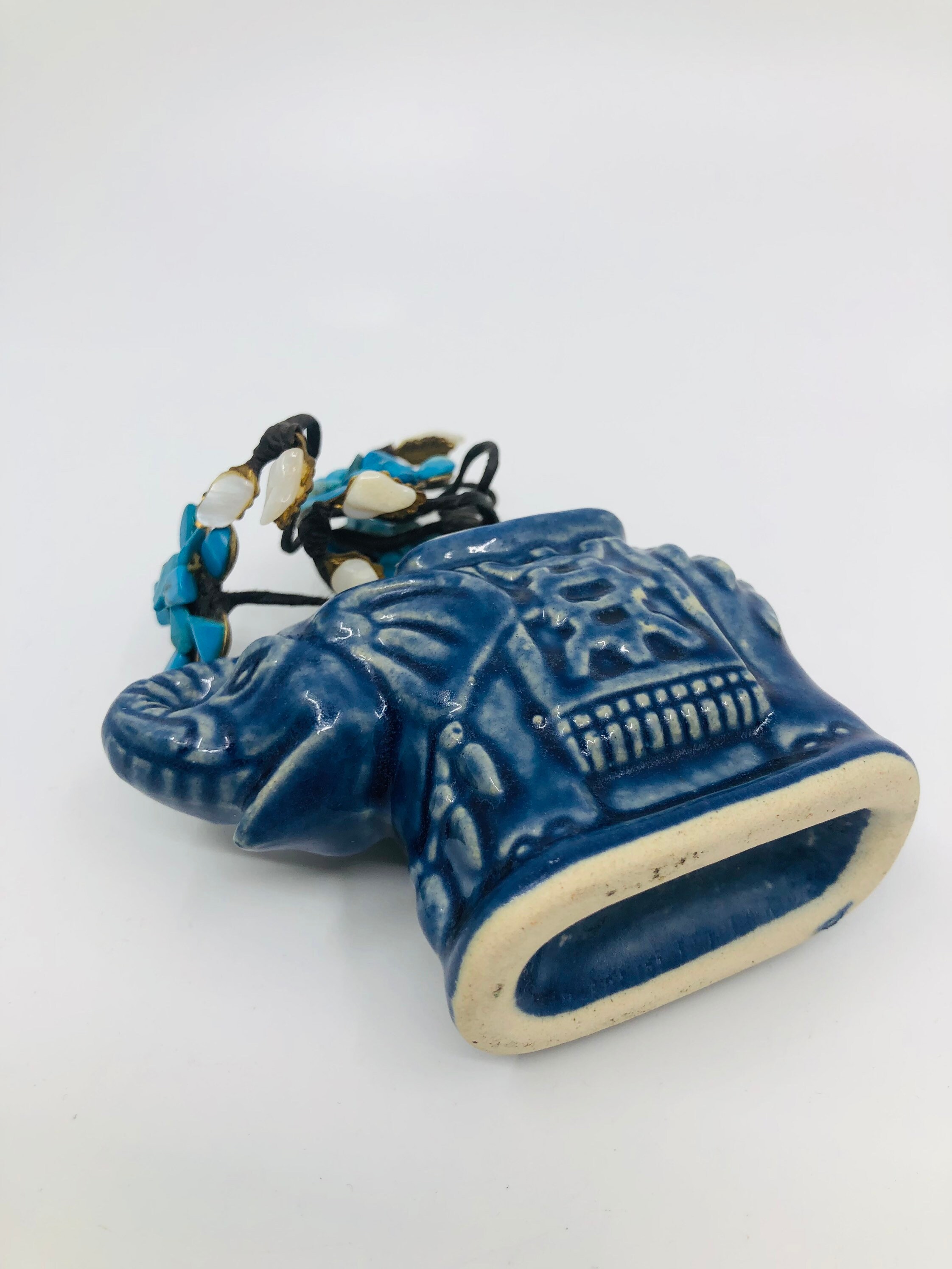 Vintage Asian Blue & White Elephant Statue - Etsy