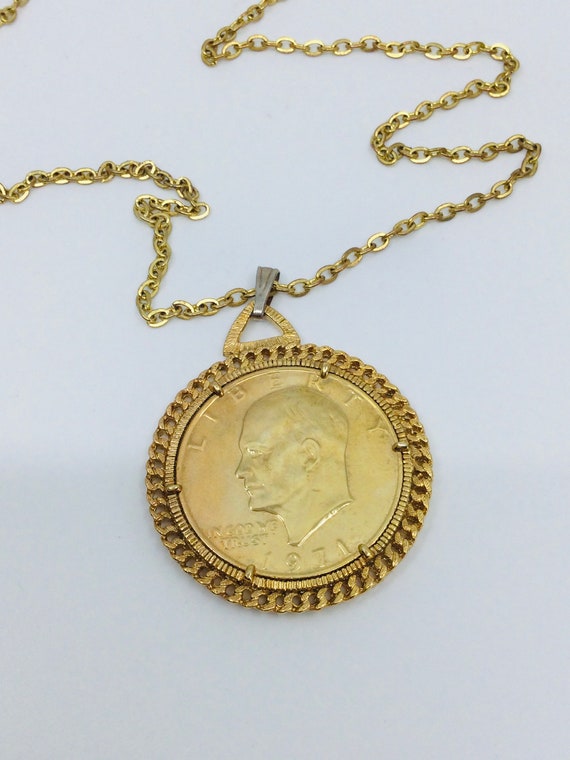 Liberty 1971 one dollar gold plated coin with frame a… - Gem