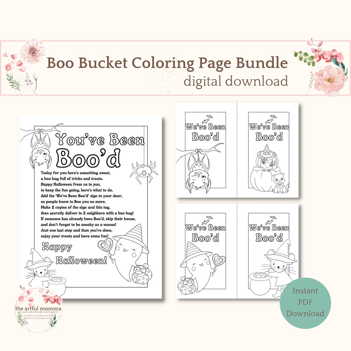 Boo Bucket Printable Coloring Sheets Bundle - Etsy
