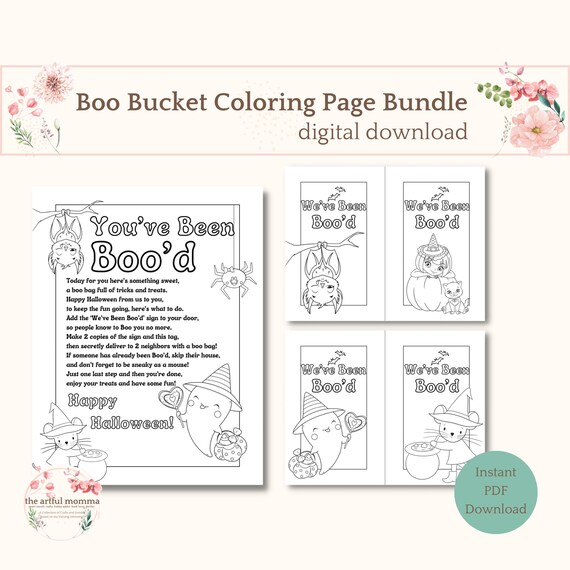 Boo Bucket Printable Coloring Sheets Bundle - Etsy