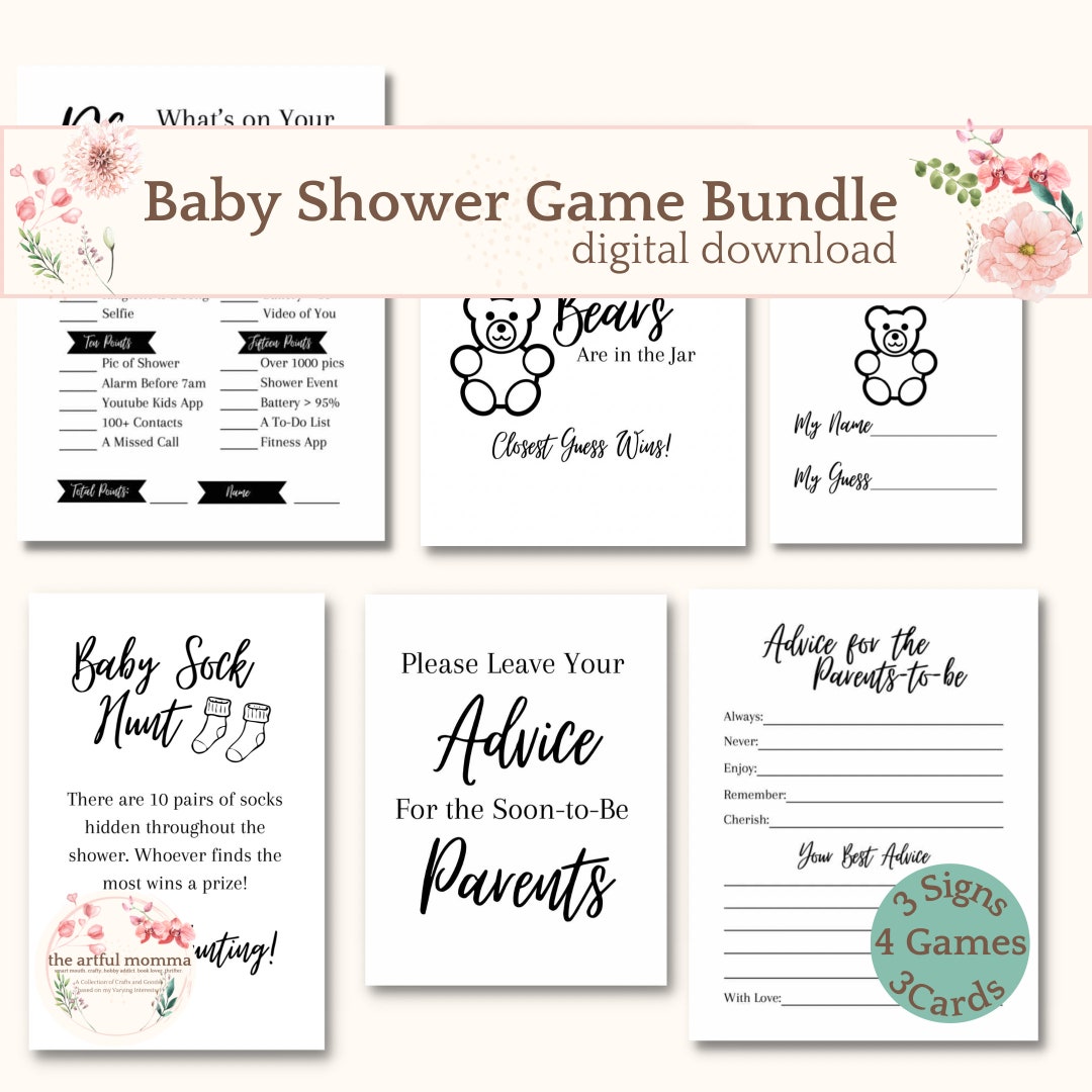 Baby Shower Game Bundle (digital Download), Minimalist Package Games ...
