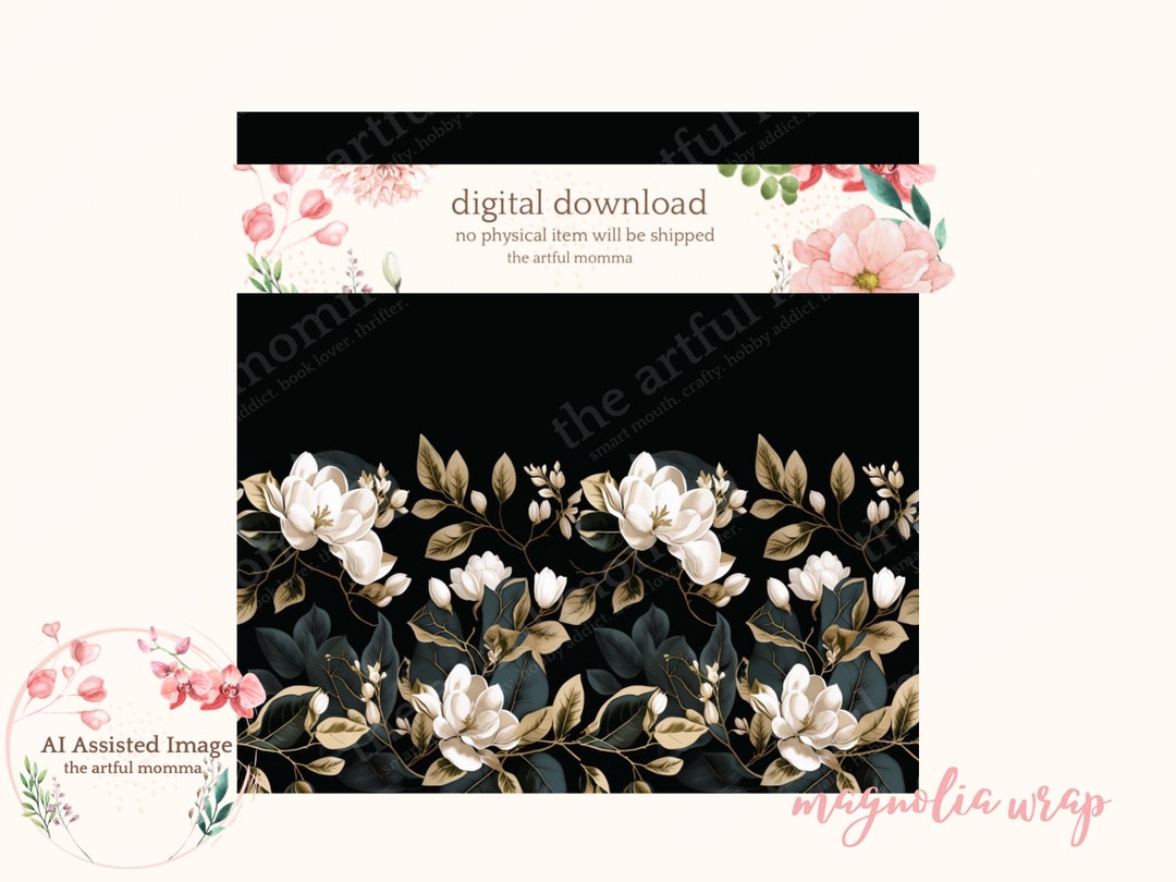 Magnolia Bloom Seamless Wrap Pattern Digital File With Space to ...