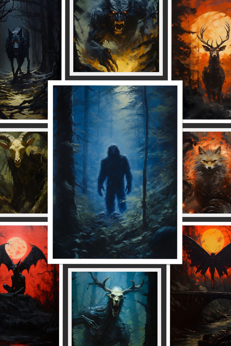 01. Mythical Creatures & Cryptids Bundle Pack (20 Images) | Downloadable Wall Art | 2:3 Ratio ...