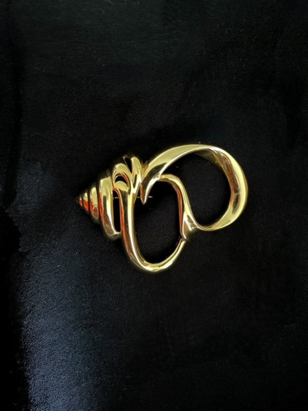 Vintage Piscitelli Seashell Brooch Open Metalwork Large Pin Made in USA ...