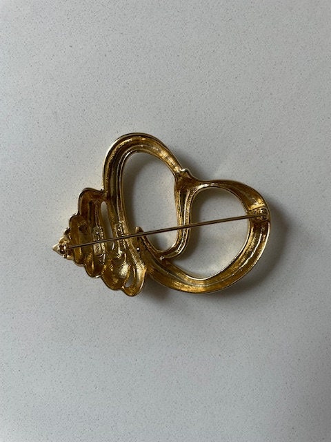 Vintage Piscitelli Seashell Brooch Open Metalwork Large Pin Made in USA ...