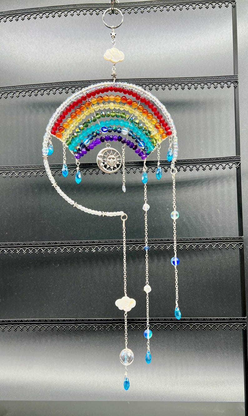 Rainbow Suncatcher Crystal, Glass, Crystal, Shell With Stars, Clouds ...