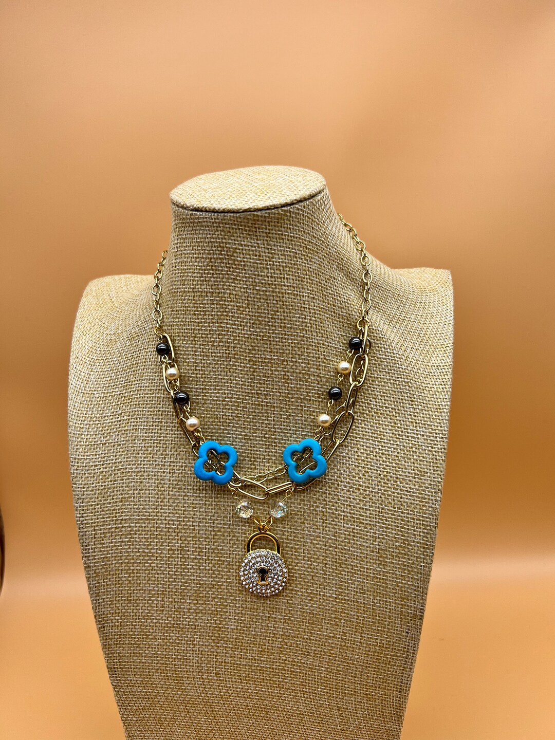 Riviera Collection: Multistrand Chain Necklace With Turquoise Color ...