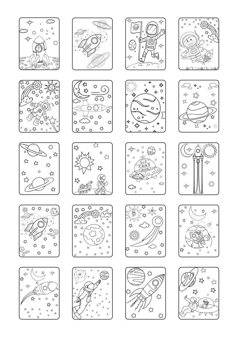 20pc Space Colouring Pages/coloring Pages | Etsy
