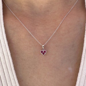 14K Solid Gold Genuine Ruby Heart Pendant - Etsy