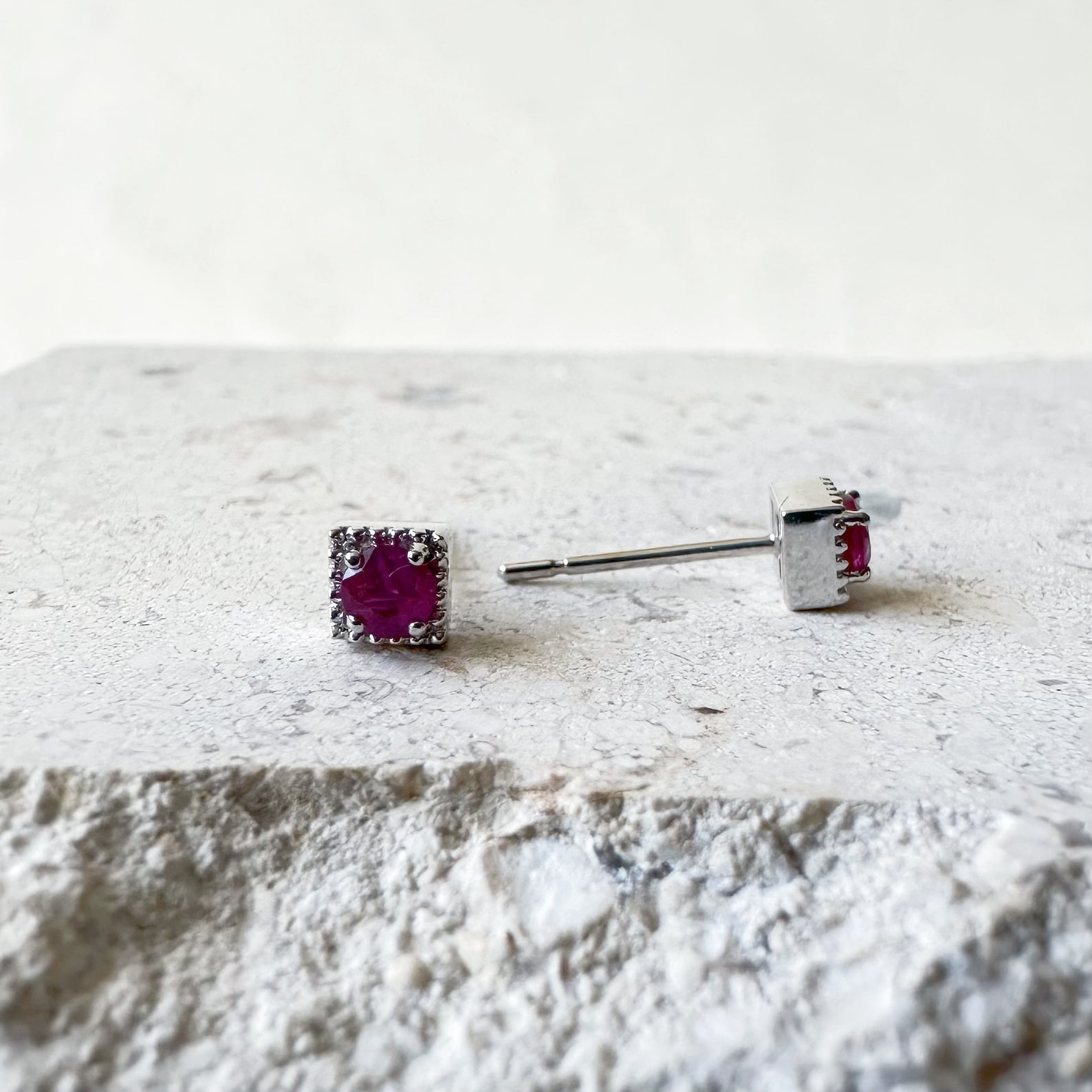 14K Solid Gold Genuine Ruby Studs/pair - Etsy