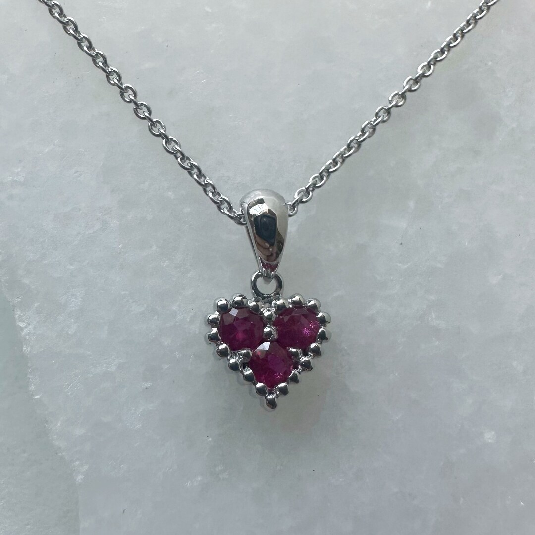 14K Solid Gold Genuine Ruby Heart Pendant - Etsy