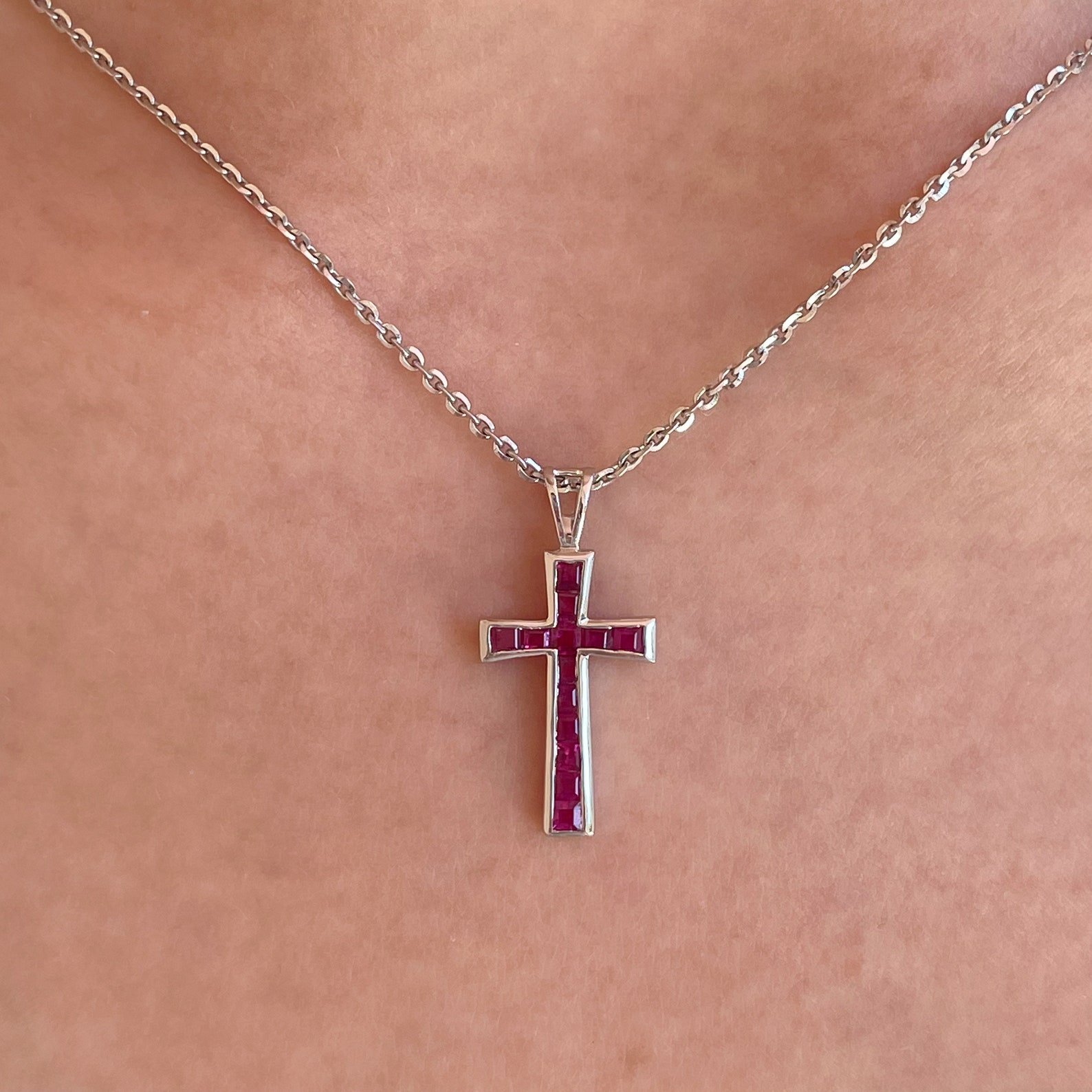 14K Solid Gold Genuine Ruby Cross Pendant (pendant Only No Chain) - Etsy