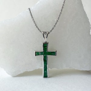 14K Solid Gold Genuine Emerald Cross Pendant (pendant Only) - Etsy