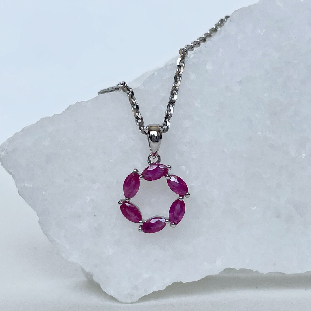 14K Solid Gold Genuine Ruby Circle Pendant (pendant Only) - Etsy