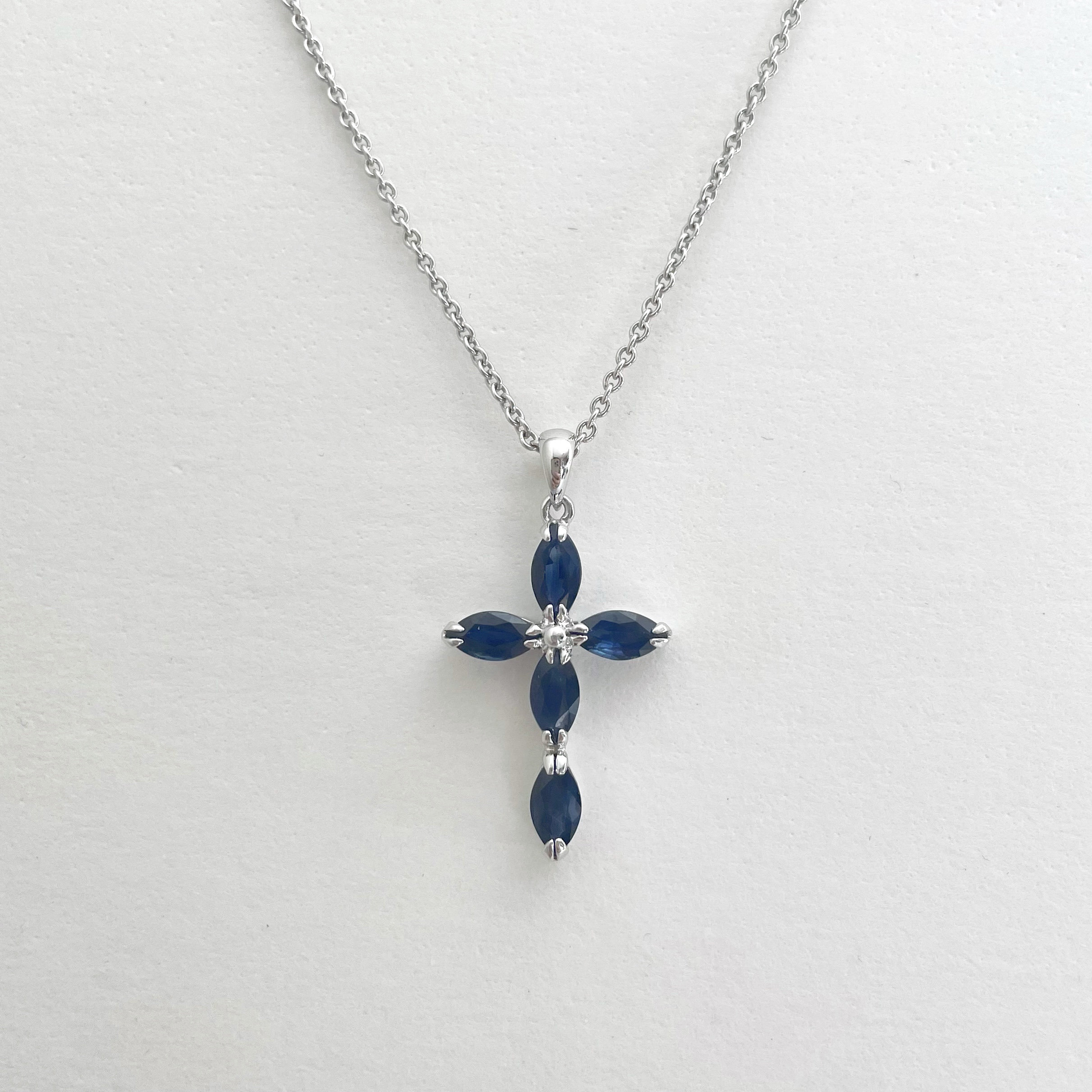 14K Solid Gold Genuine Sapphire Cross Pendant (pendant Only) - Etsy