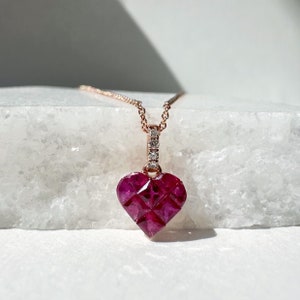 Ruby Heart Necklace - Etsy