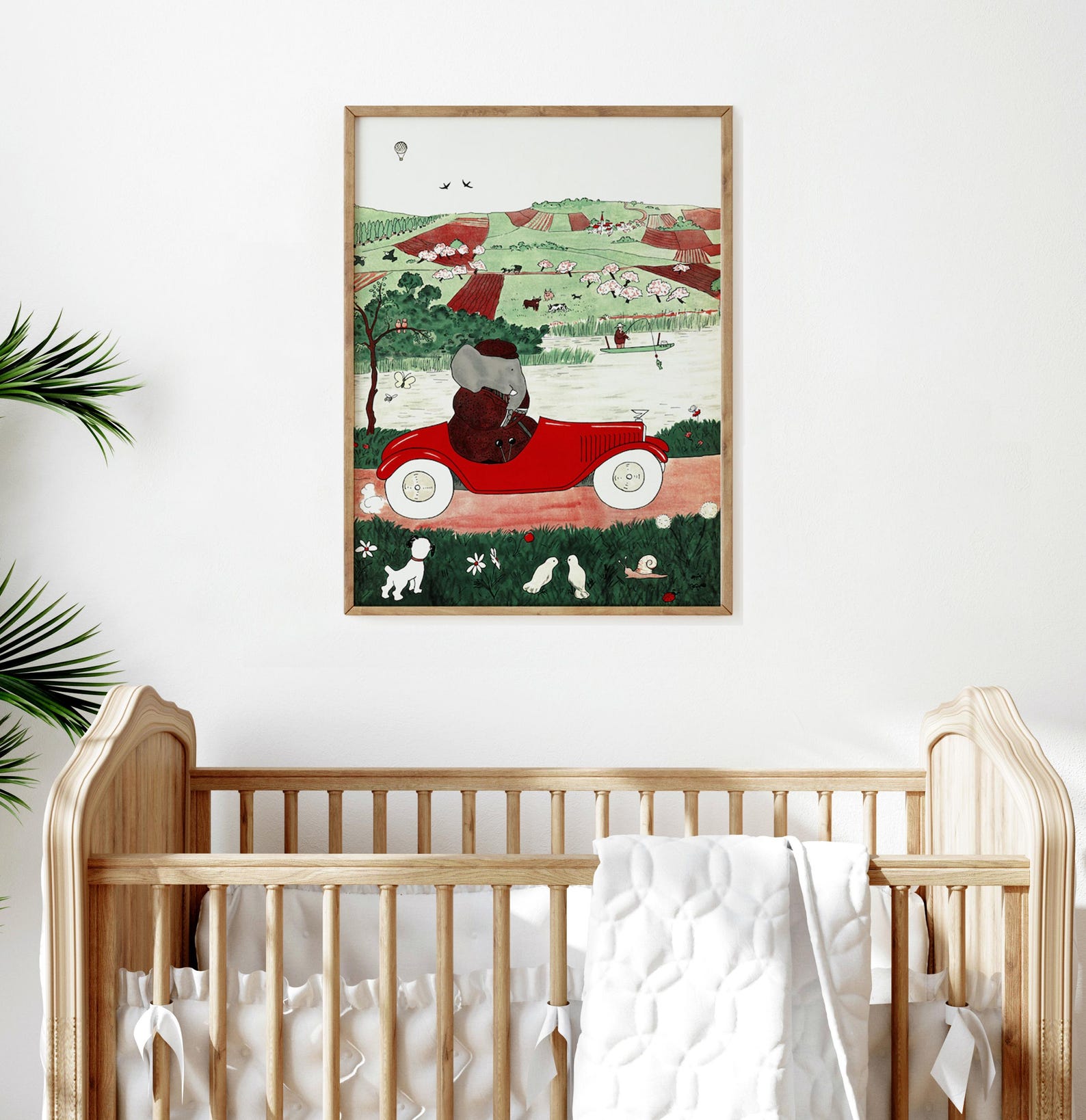 Babar Car Babar Vintage Car Countryside Babar Cottage Art Cozy Wall Art ...