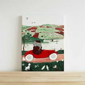 Babar Car Babar Vintage Car Countryside Babar Cottage Art Cozy Wall Art ...