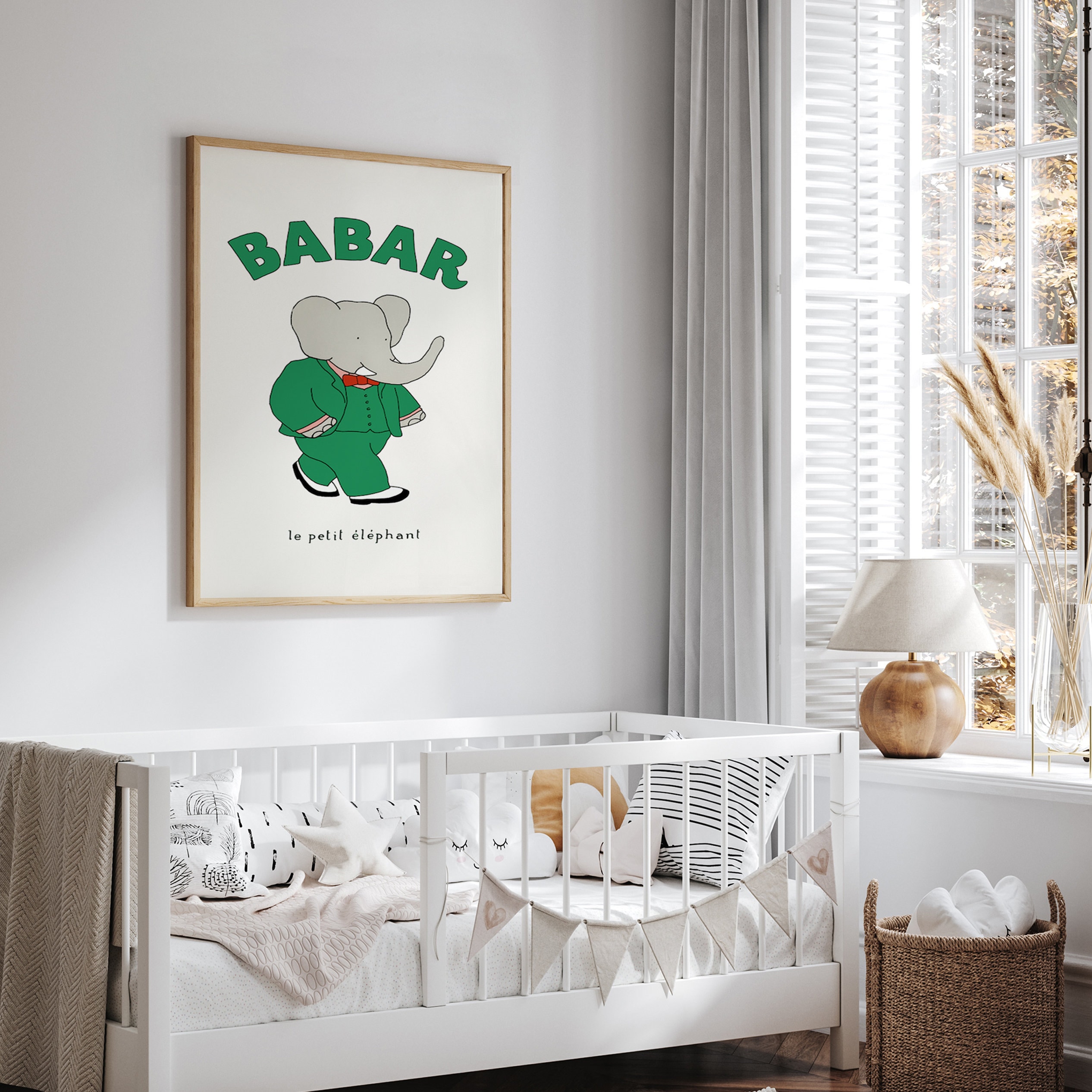 Babar in Green Suit Babar Elephant Illustration Babar Print Baby Shower ...