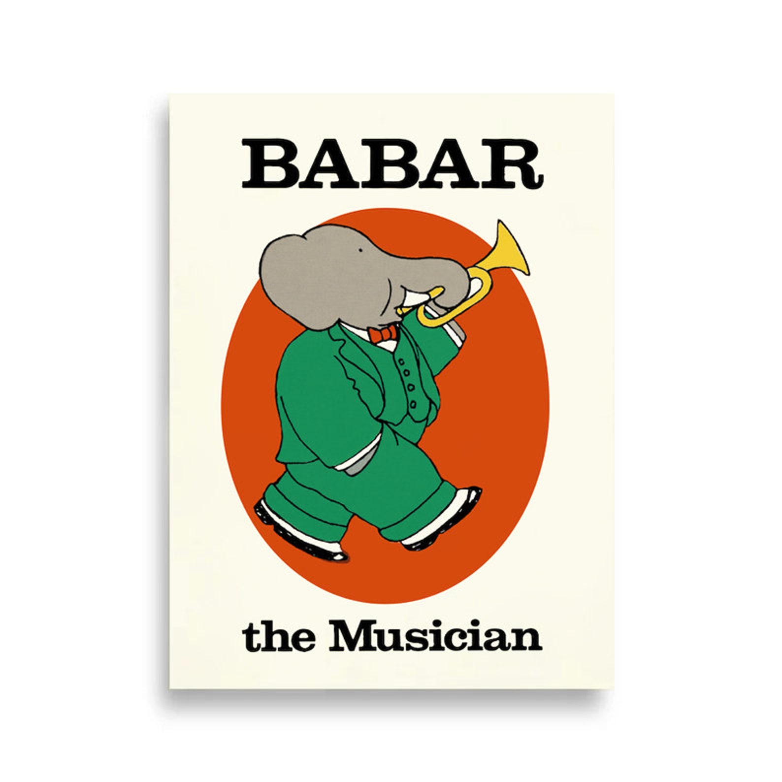 Babar the Musician Retro Babar Elephant Babar Affiche Music Gift ...