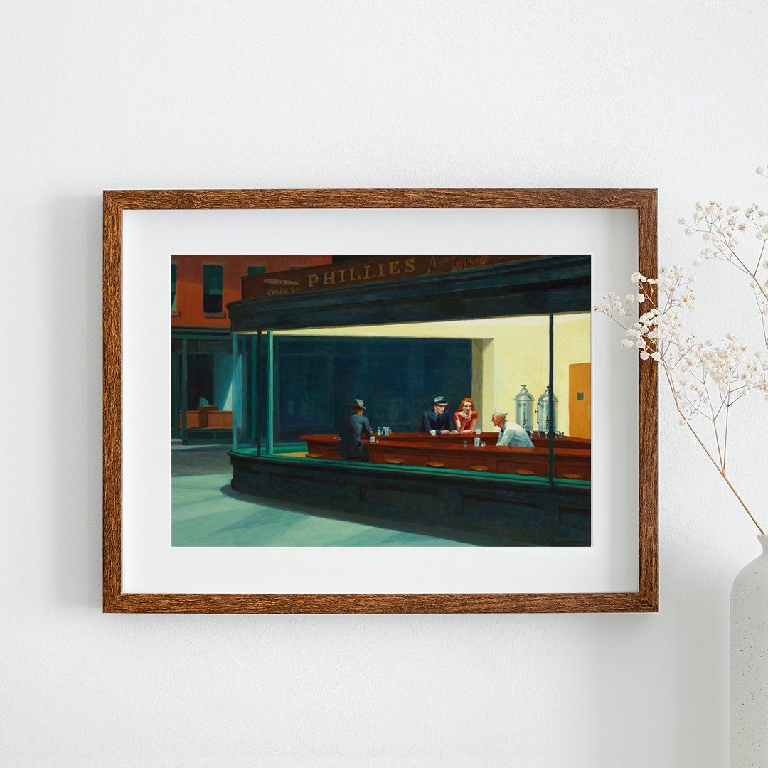 Edward Hopper Nighthawks Poster Realism Art Retro Diner Print Diner ...