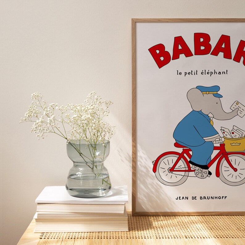 Babar Post Man Poster Babar the Elephant Wall Art Shower Gift Babar ...