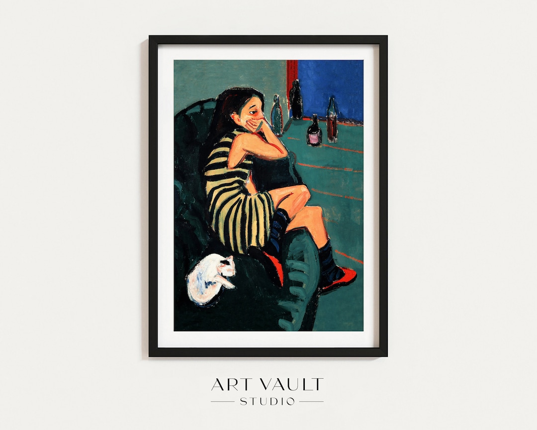 Ernst Ludwig Kirchner Marzella Artistin Female Artist Marzella Marcella With Cat Kirchner Living ...