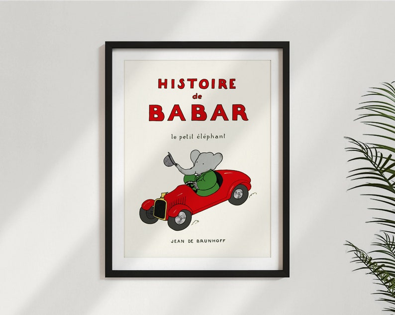Babar the Elephant Wall Art Nursery Decor Kids Gift Retro Babar ...