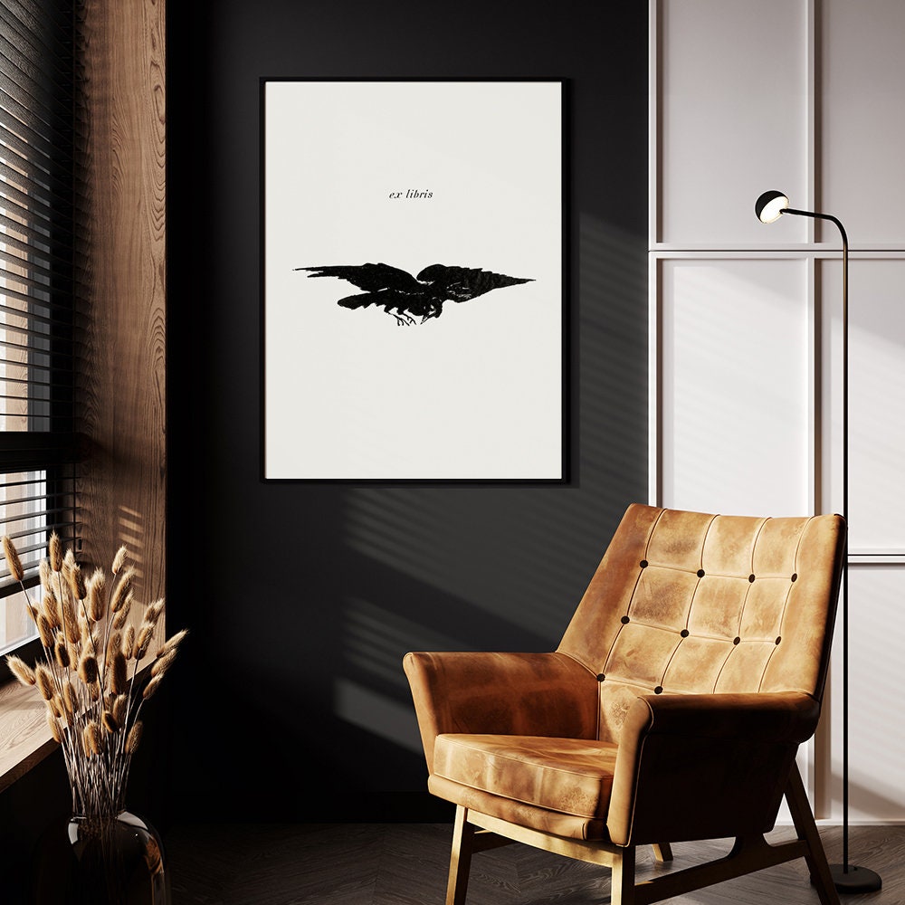 Flying Raven in Flight Ex Libris 1875 Édouard Manet Dark Academia Art ...