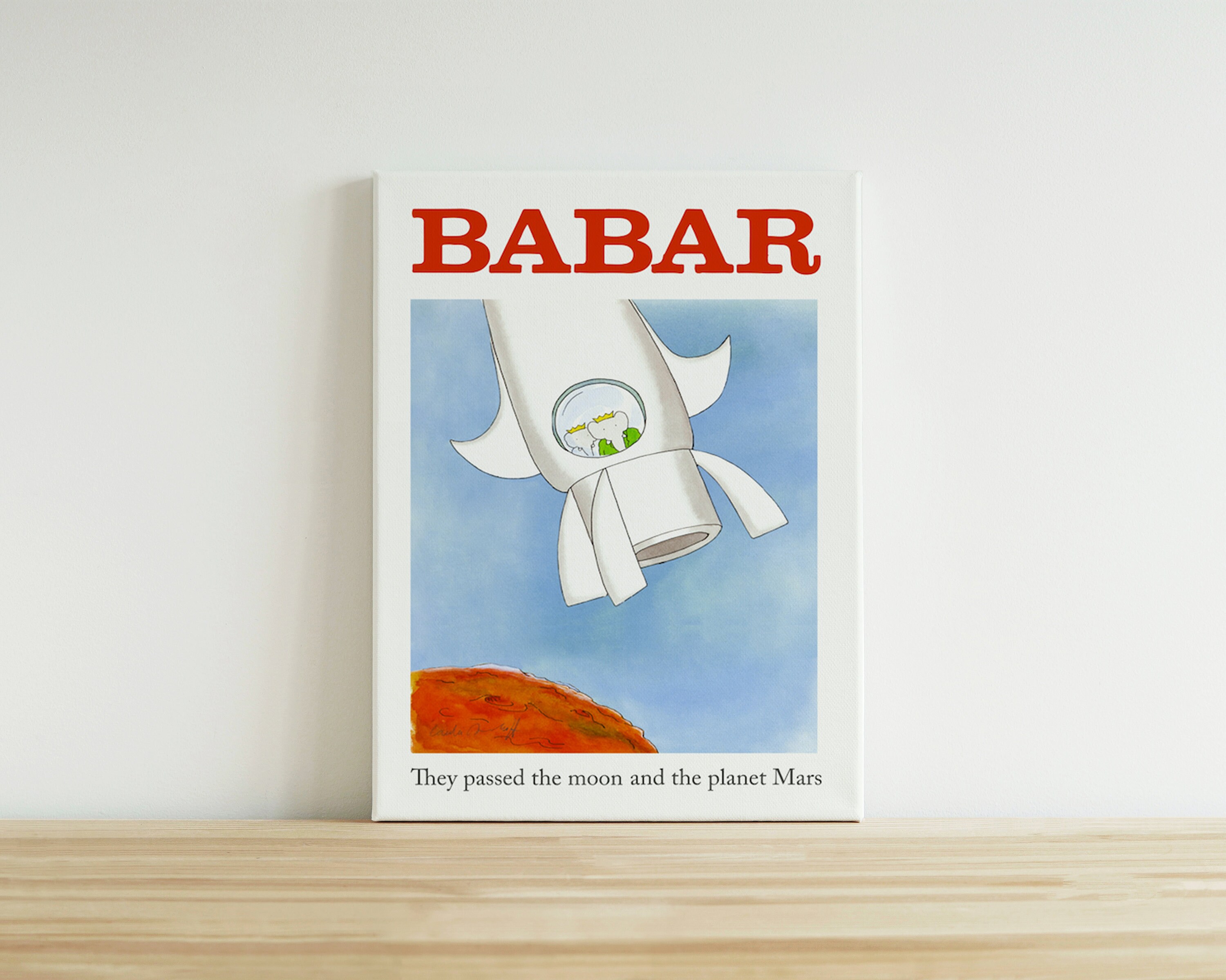 Babar Illustration Babar Print Baby Shower Gift Babar Spaceship Kid's ...