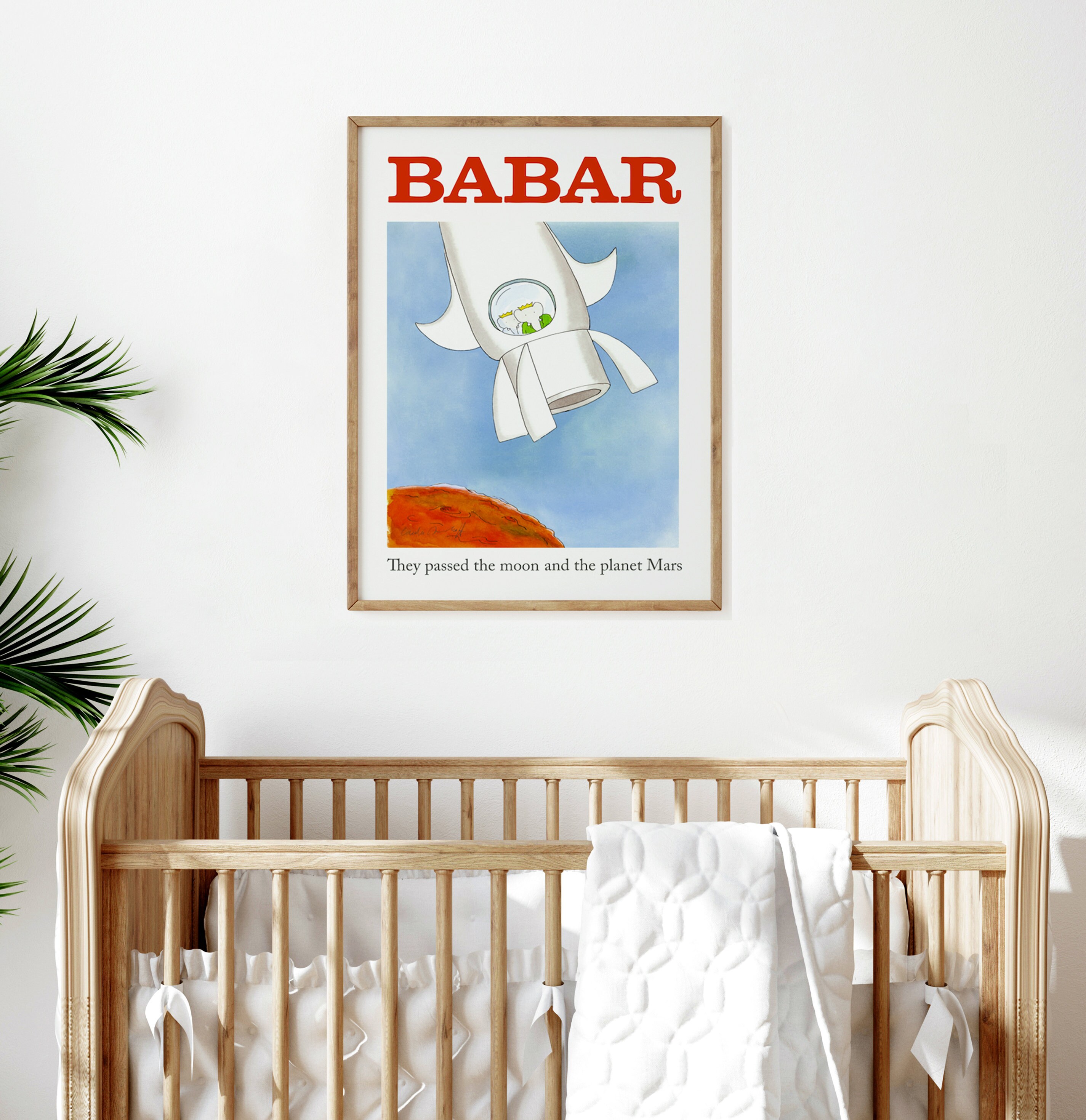 Babar Illustration Babar Print Baby Shower Gift Babar Spaceship Kid's ...