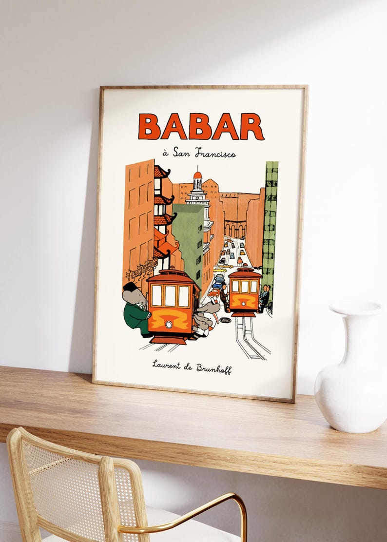 Babar San Francisco Poster Elephant Babar Art Cable Car Illustration ...
