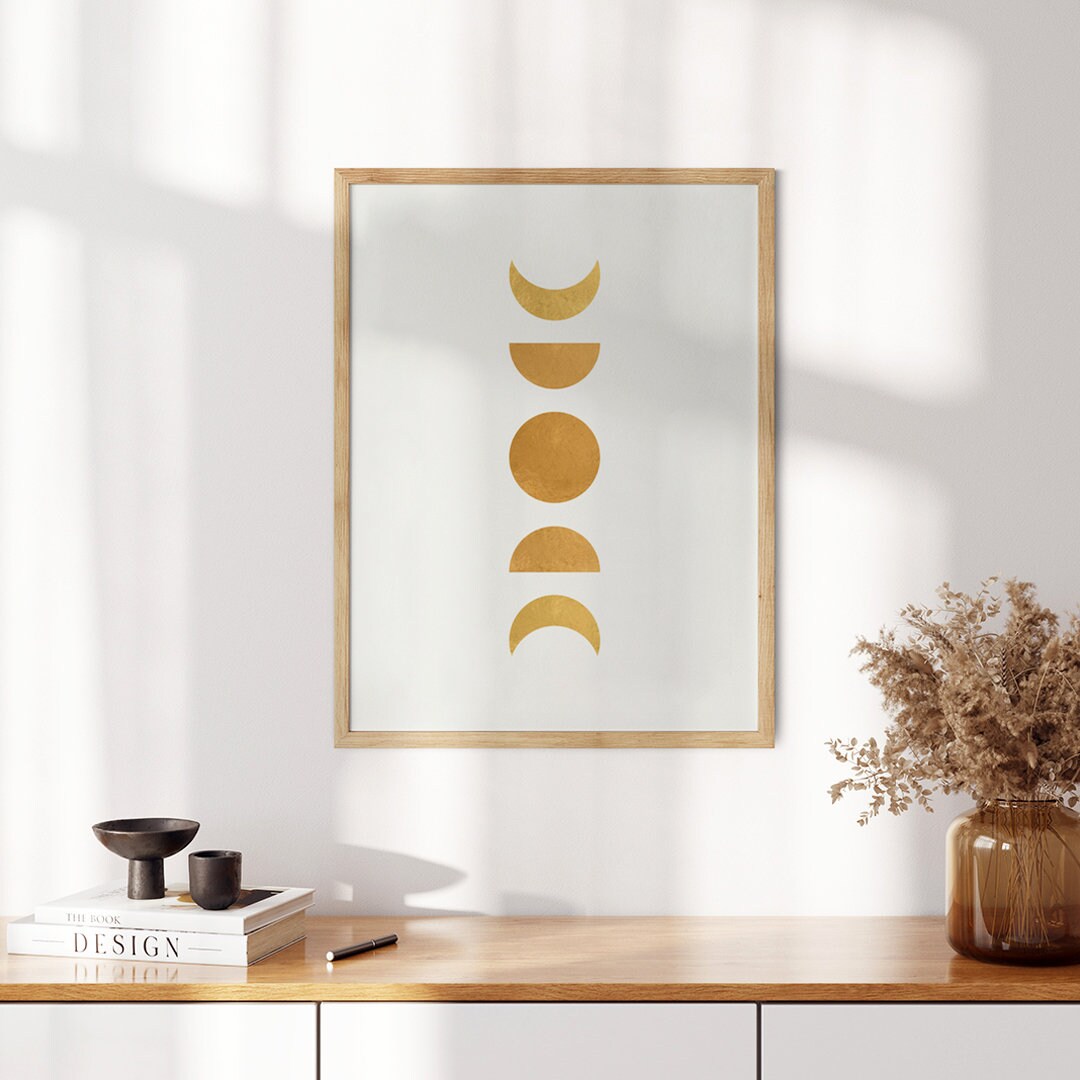 Moon Phase Wall Decor Moon Phase Poster Moon Phases Art Gold Foil Moon ...