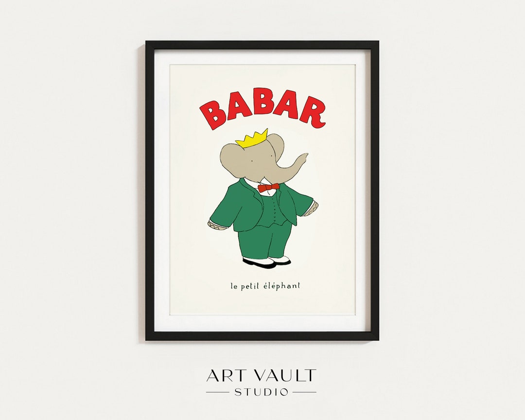 Babar in Green Suit Babar Elephant Illustration Babar Print Baby Shower ...