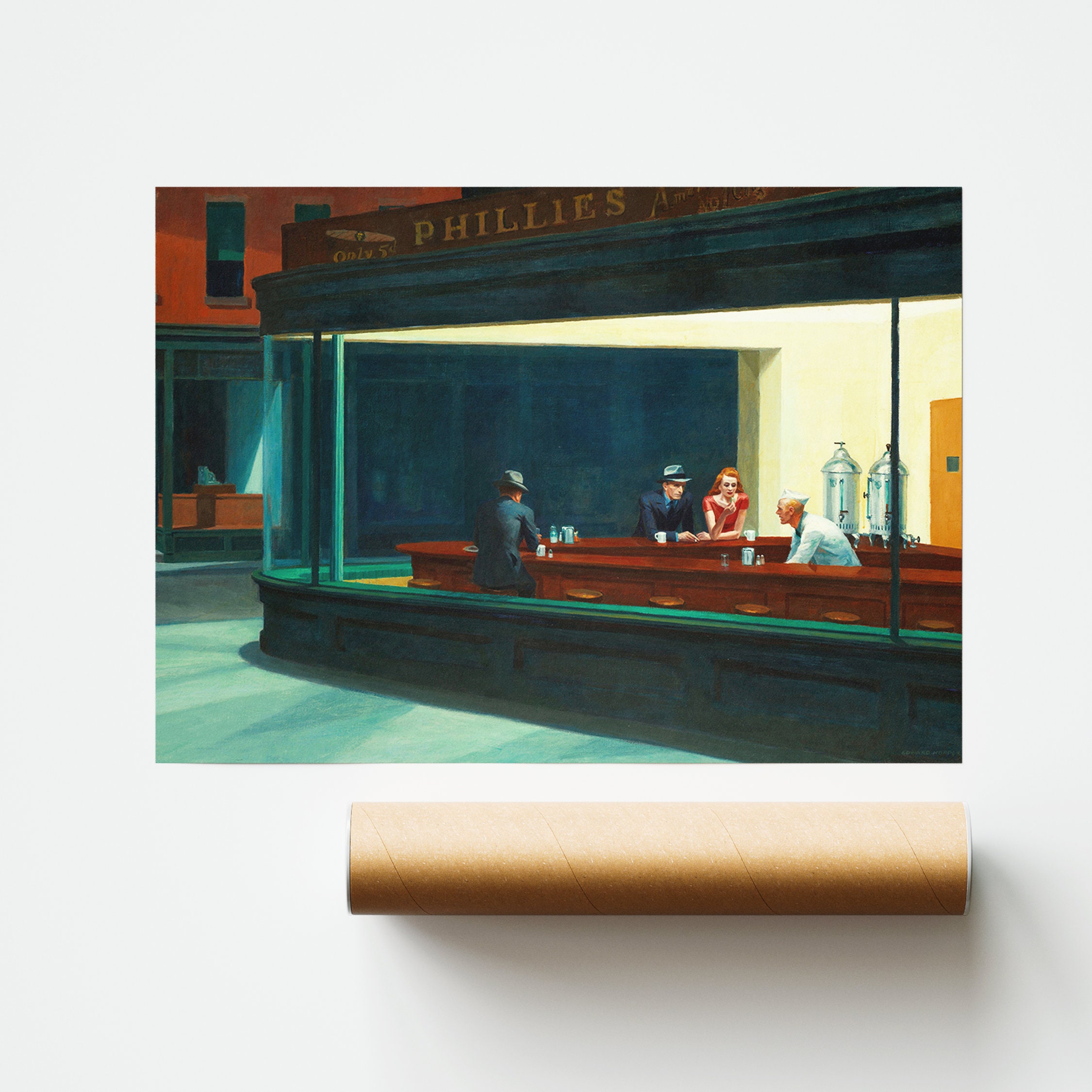 Edward Hopper Nighthawks Poster Realism Art Retro Diner Print Diner ...