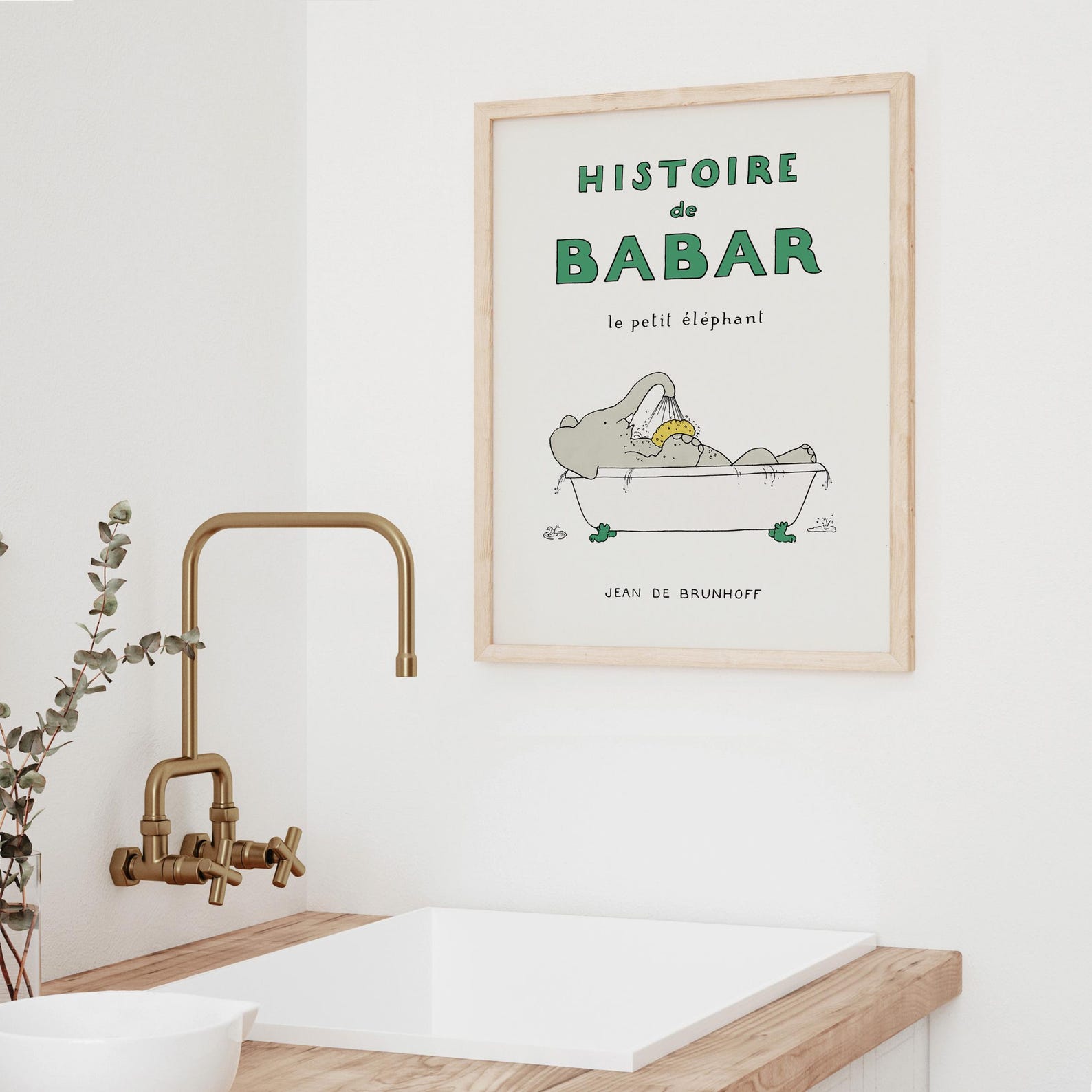 Babar Bathroom Art Babar Bath Wall Art Cute Bathroom Wall Decor ...
